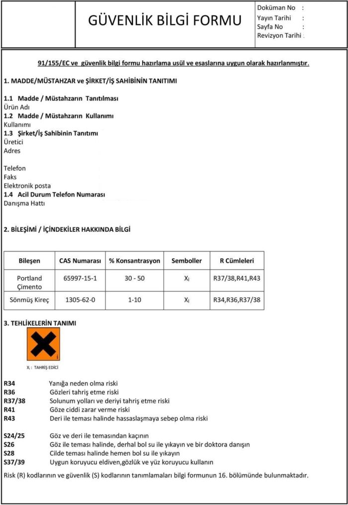 Malzeme Güvenlik Bilgi Formu MSDS Nedir? | İş Sağlığı ve Güvenliği Platformu